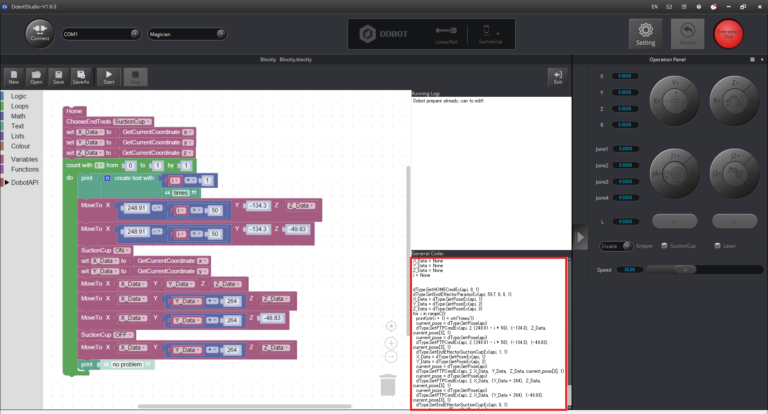 DobotStudioのBlocklyから自動生成したPythonコードをRaspberry Piで実行する方法 - Physical Computing FAQ& Tutorial
